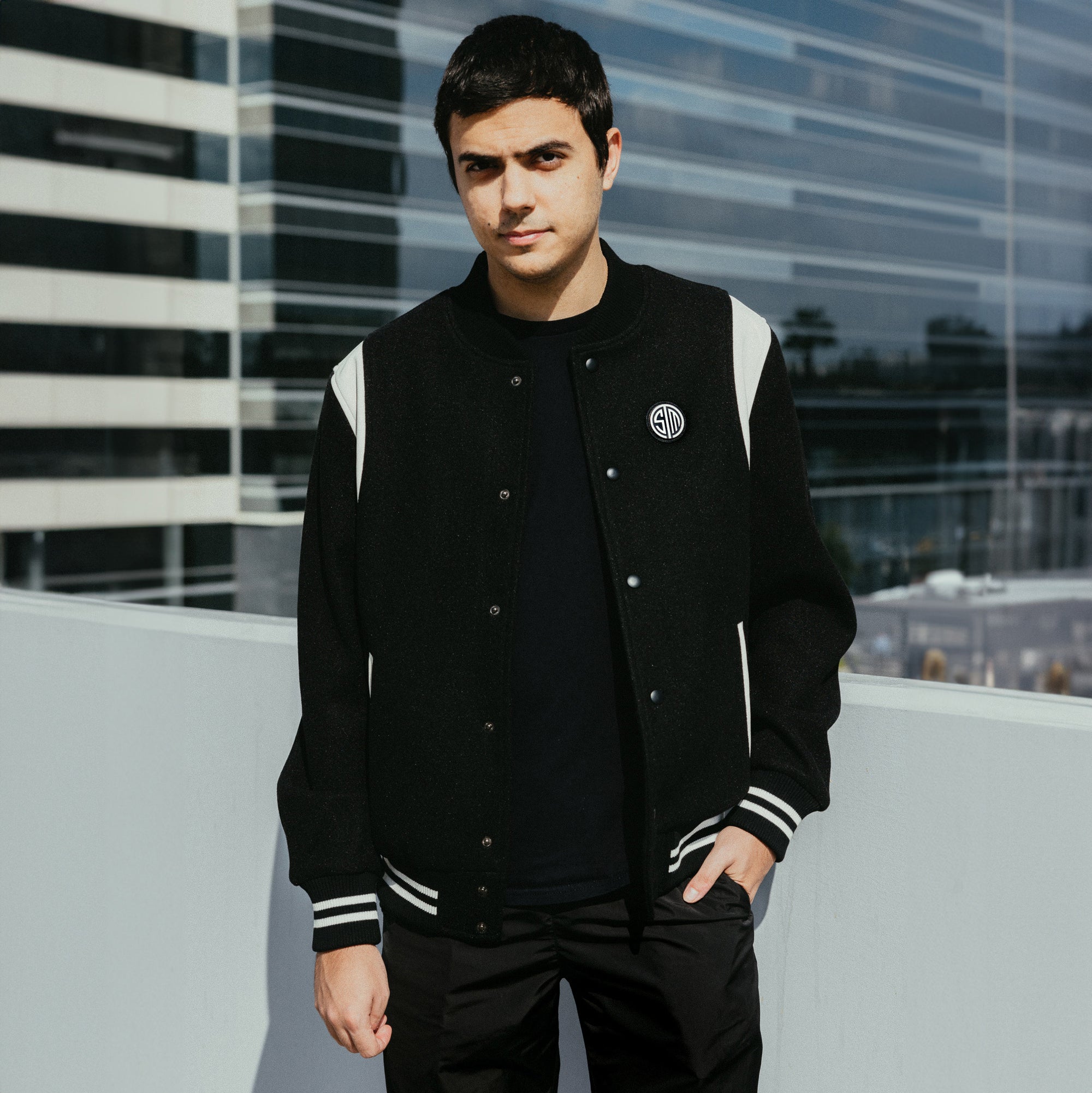 Prestige Varsity Jacket in Black | TSM